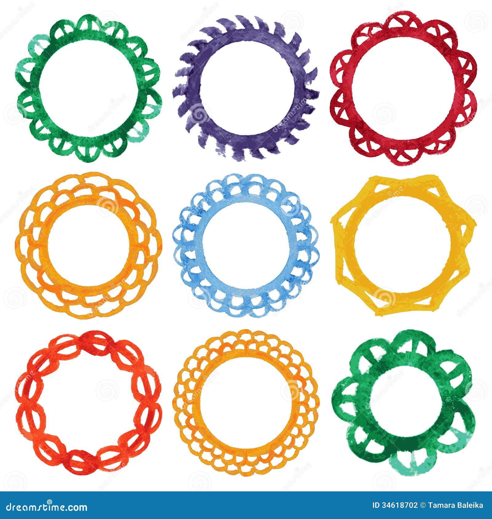 Super Cool Watercolor Round Frames. Stock Vector - Illustration of ...