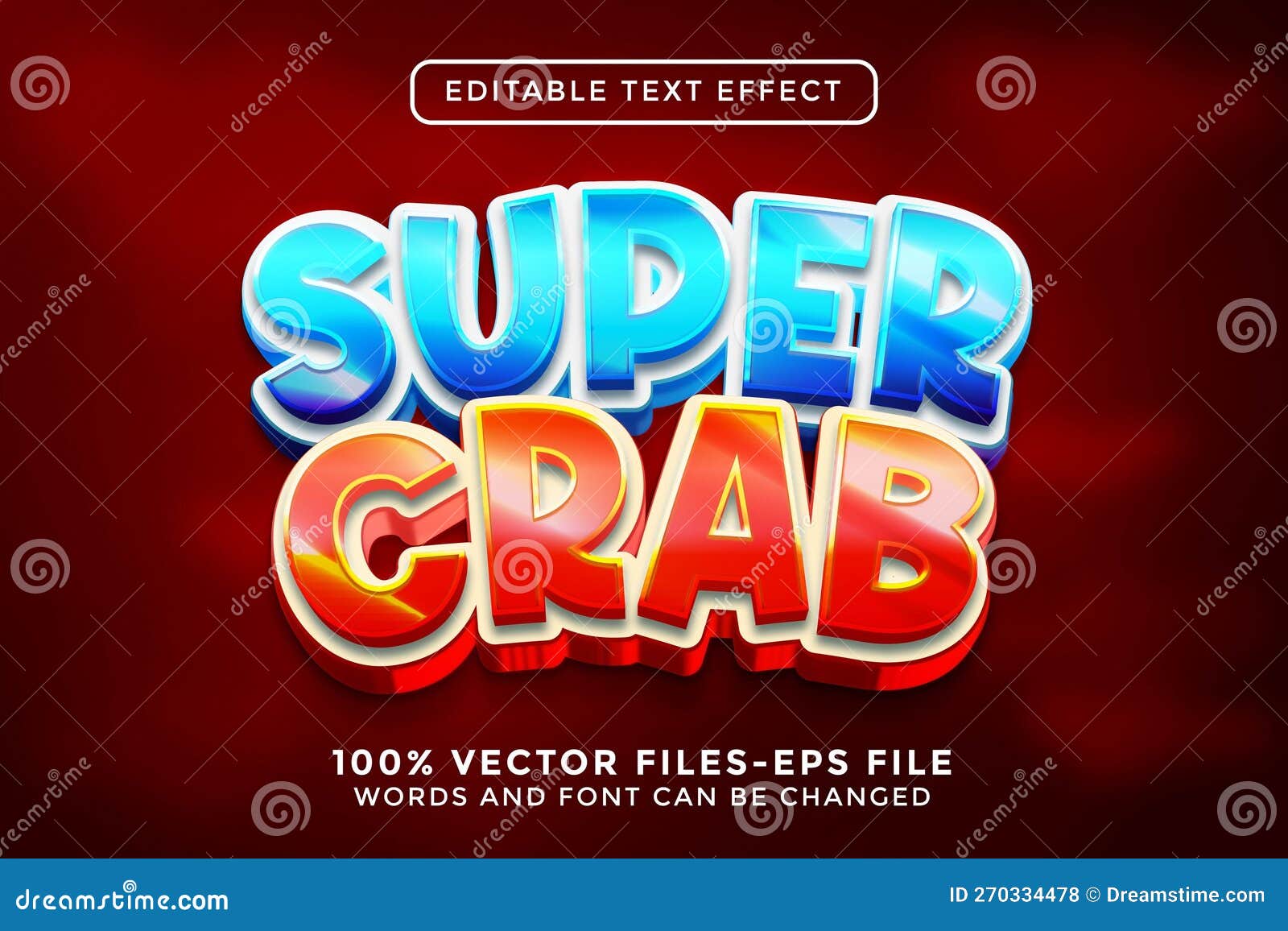 Super Crab Editable Text Effect Stock Illustration - Illustration of game, battle: 270334478