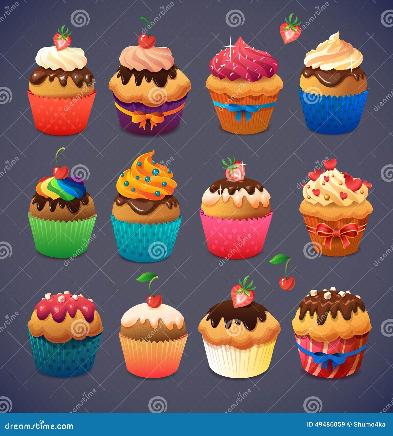 Super Cupcake Pack. Chocolate and Vanilla Icing Stock Vector ...