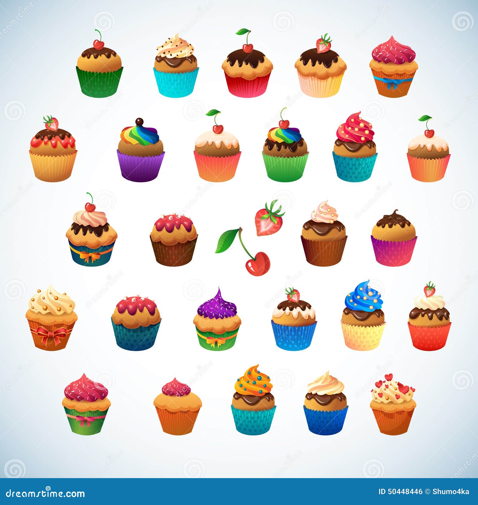 Super Cupcake Pack. Chocolate and Vanilla Icing Stock Illustration ...