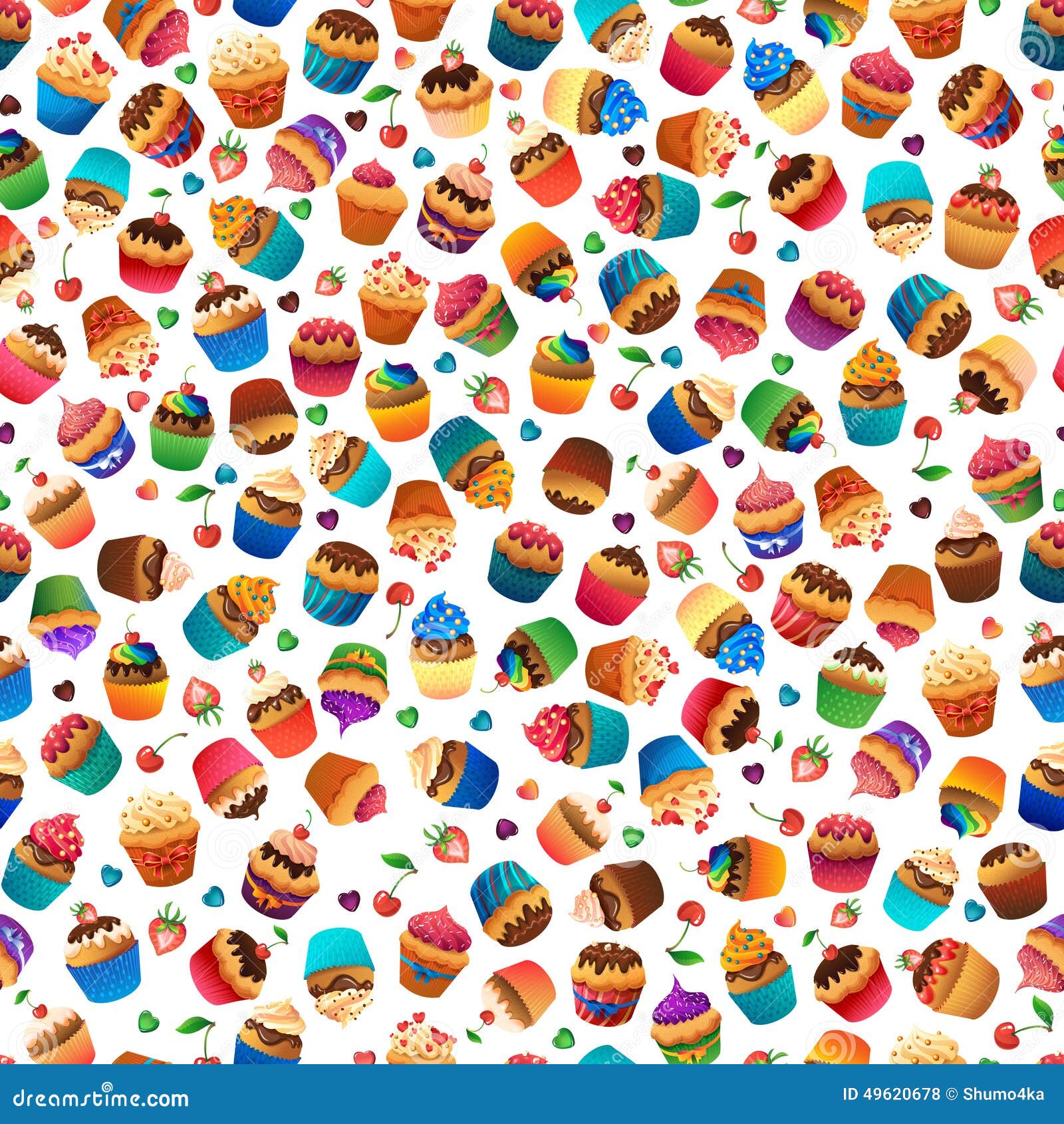 Super Cupcake Seamless Pattern. Chocolate and Stock Vector ...