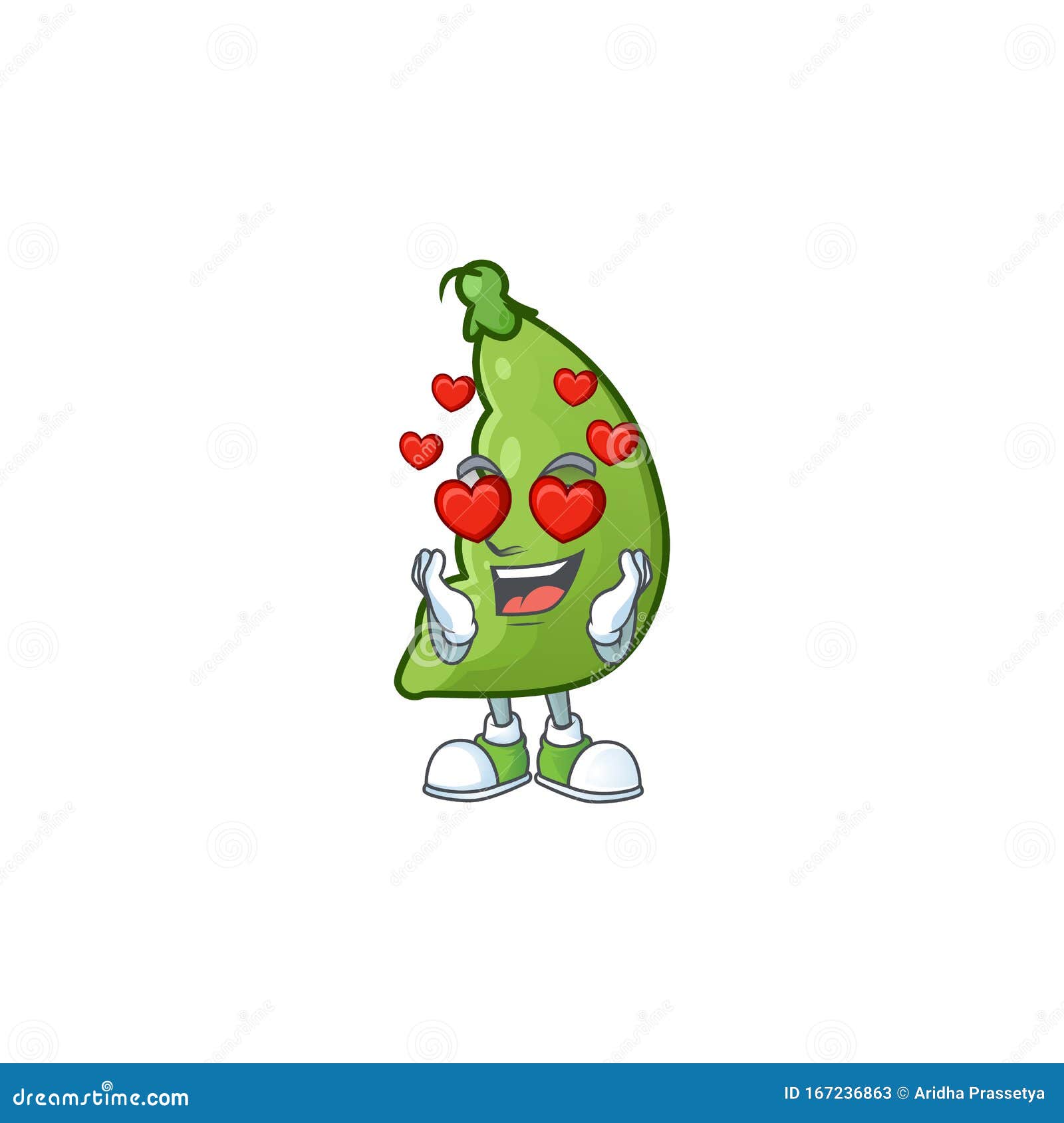 Super Cute Falling in Love Broad Beans Cartoon Character Stock Vector ...