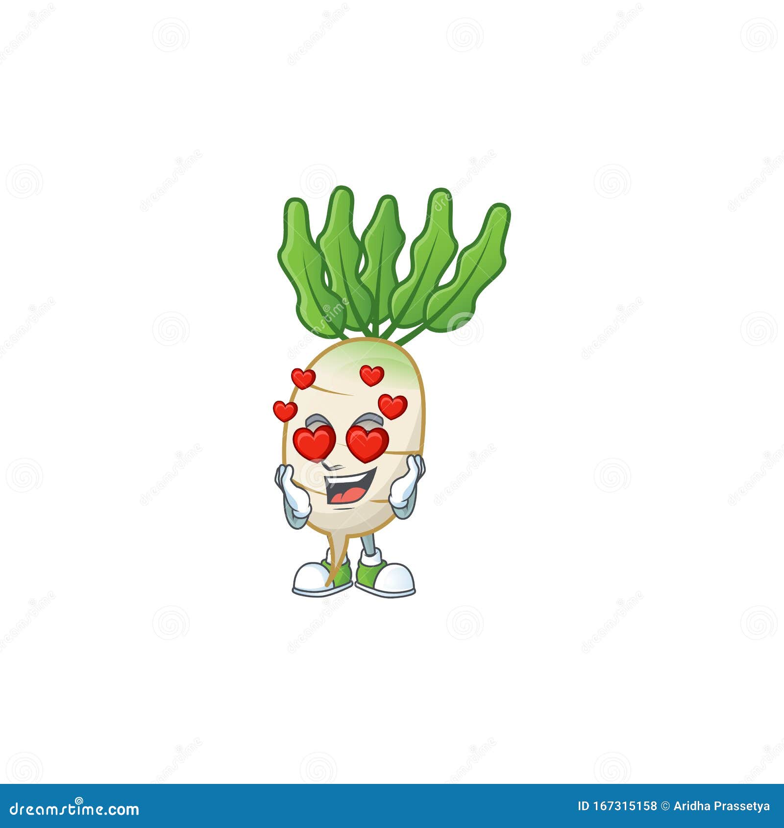 Super Cute Falling in Love Daikon Cartoon Character Stock Vector ...