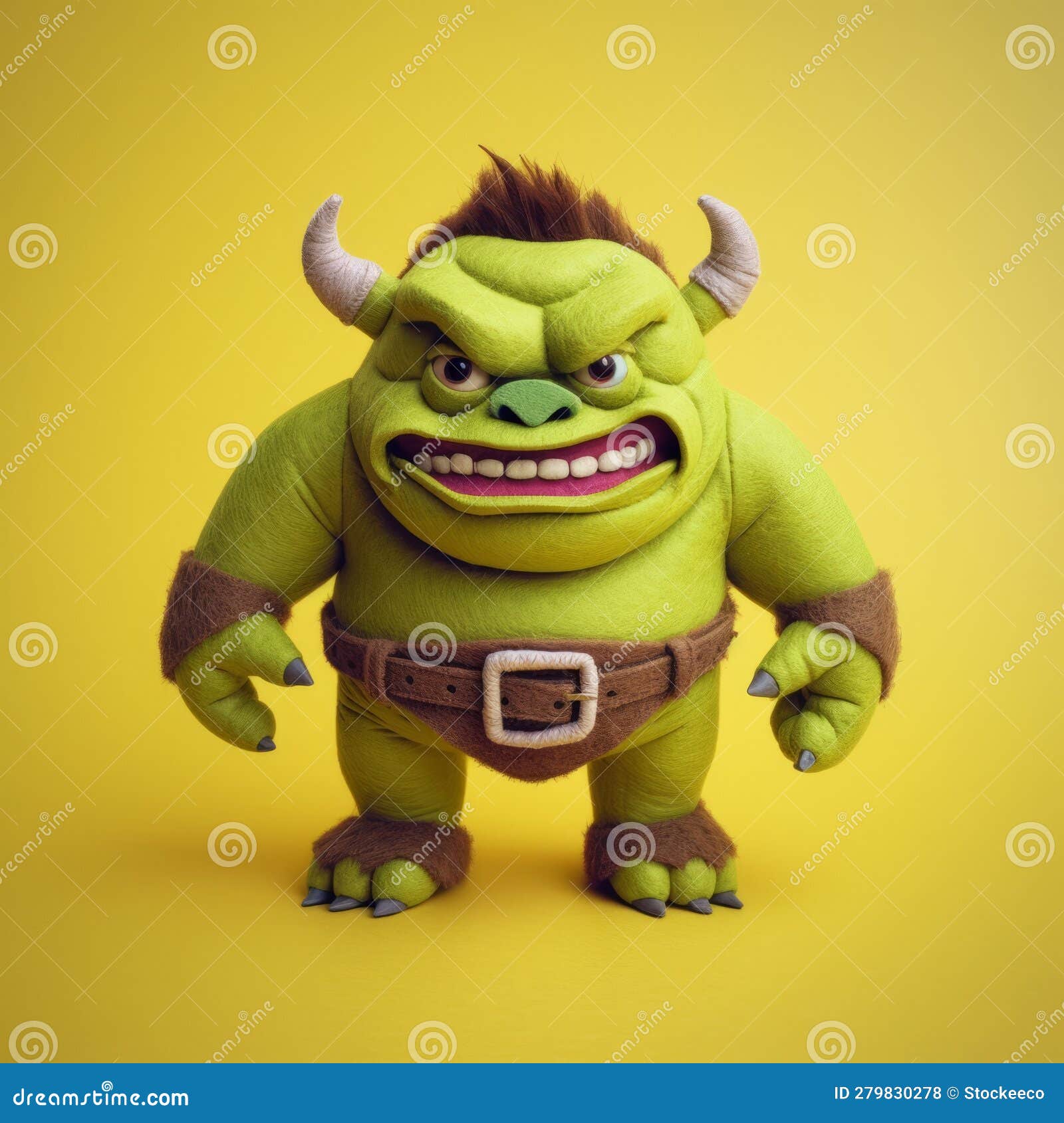Super Cute Felt Ogre on Solid Background Stock Illustration ...