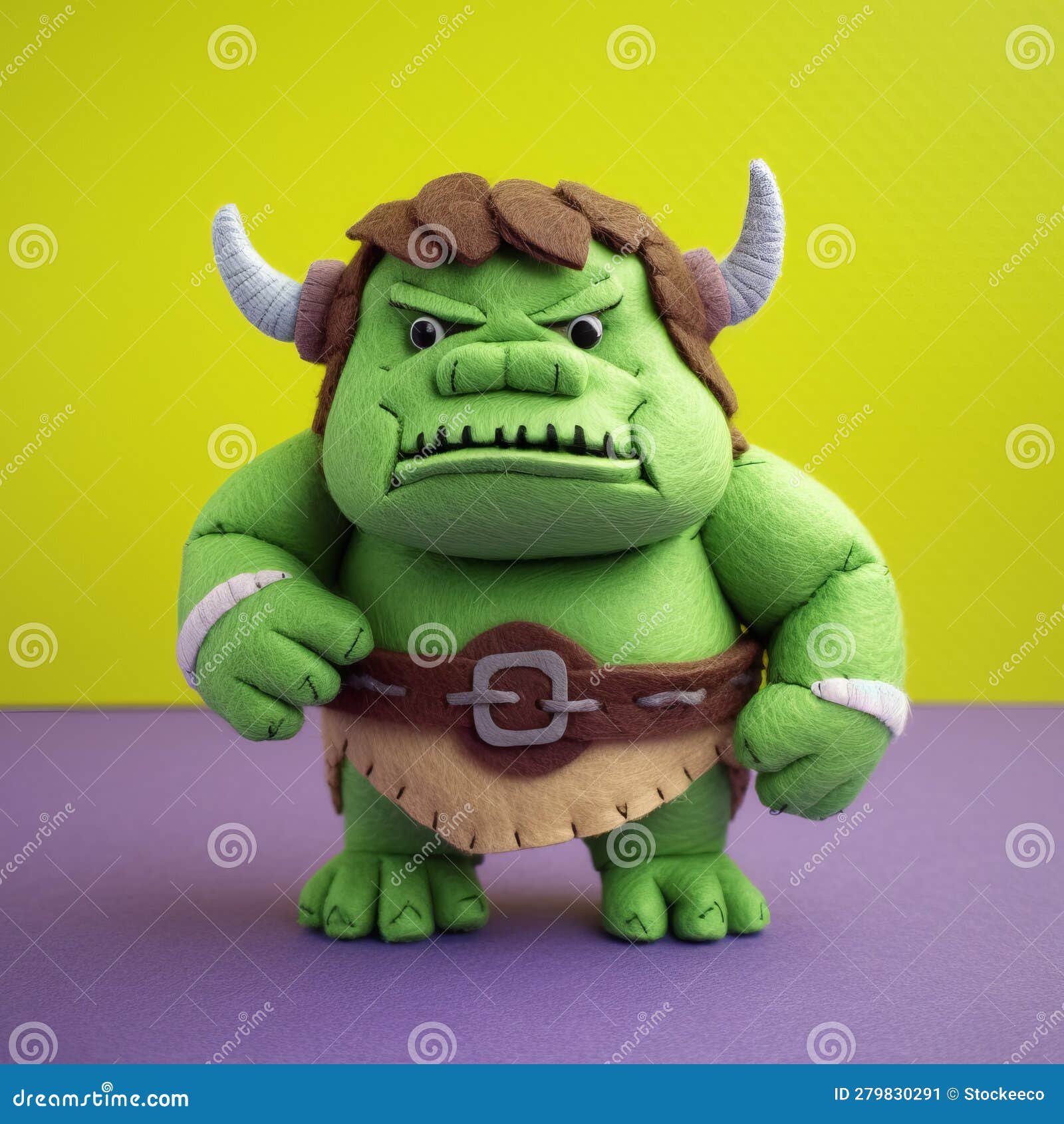Super Cute Felt Ogre on Solid Background Stock Illustration ...