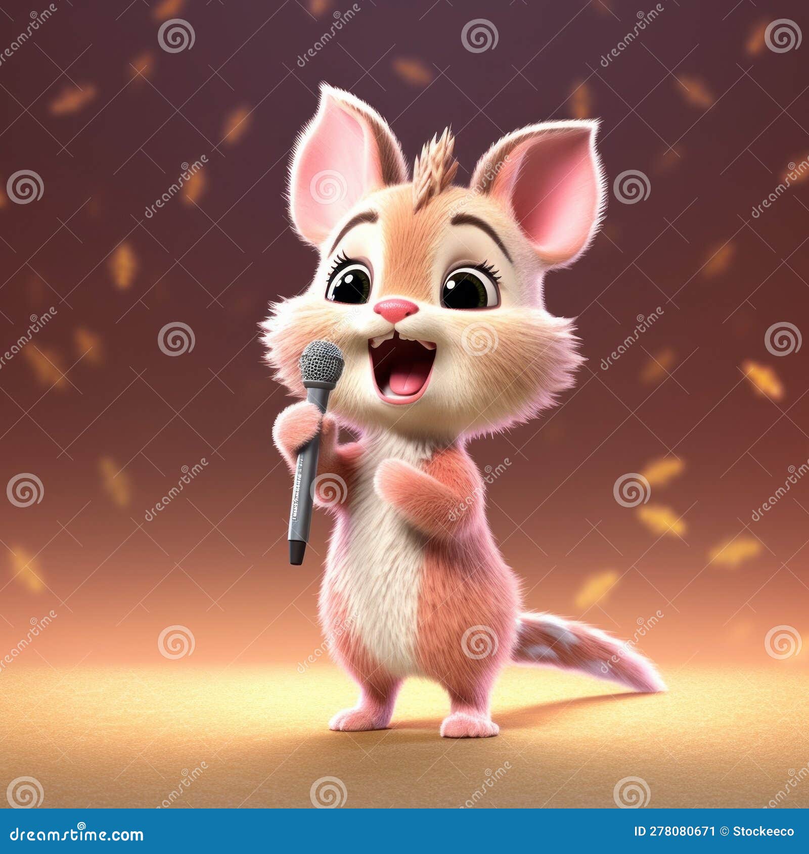 Deer Singing Song Isolated On White. Reindeer Cartoon Vector ...