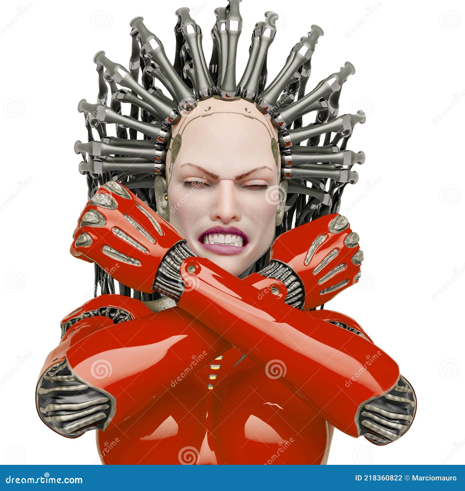 Super Cyborg is Angry and Feeling Ready for War Close Up Stock ...