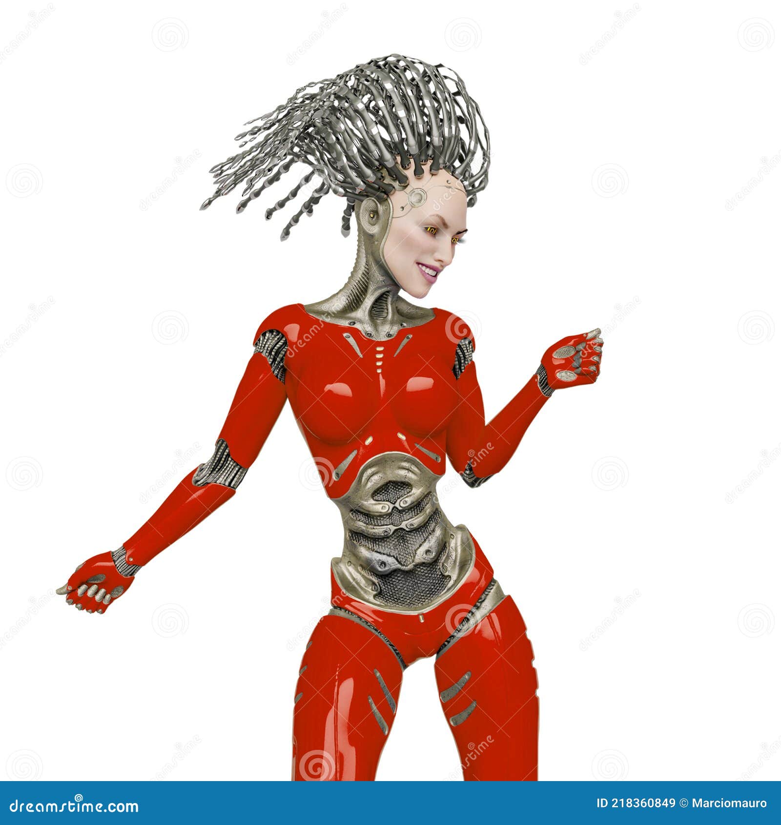 Super Cyborg is Dancing and Happy Stock Illustration - Illustration of ...