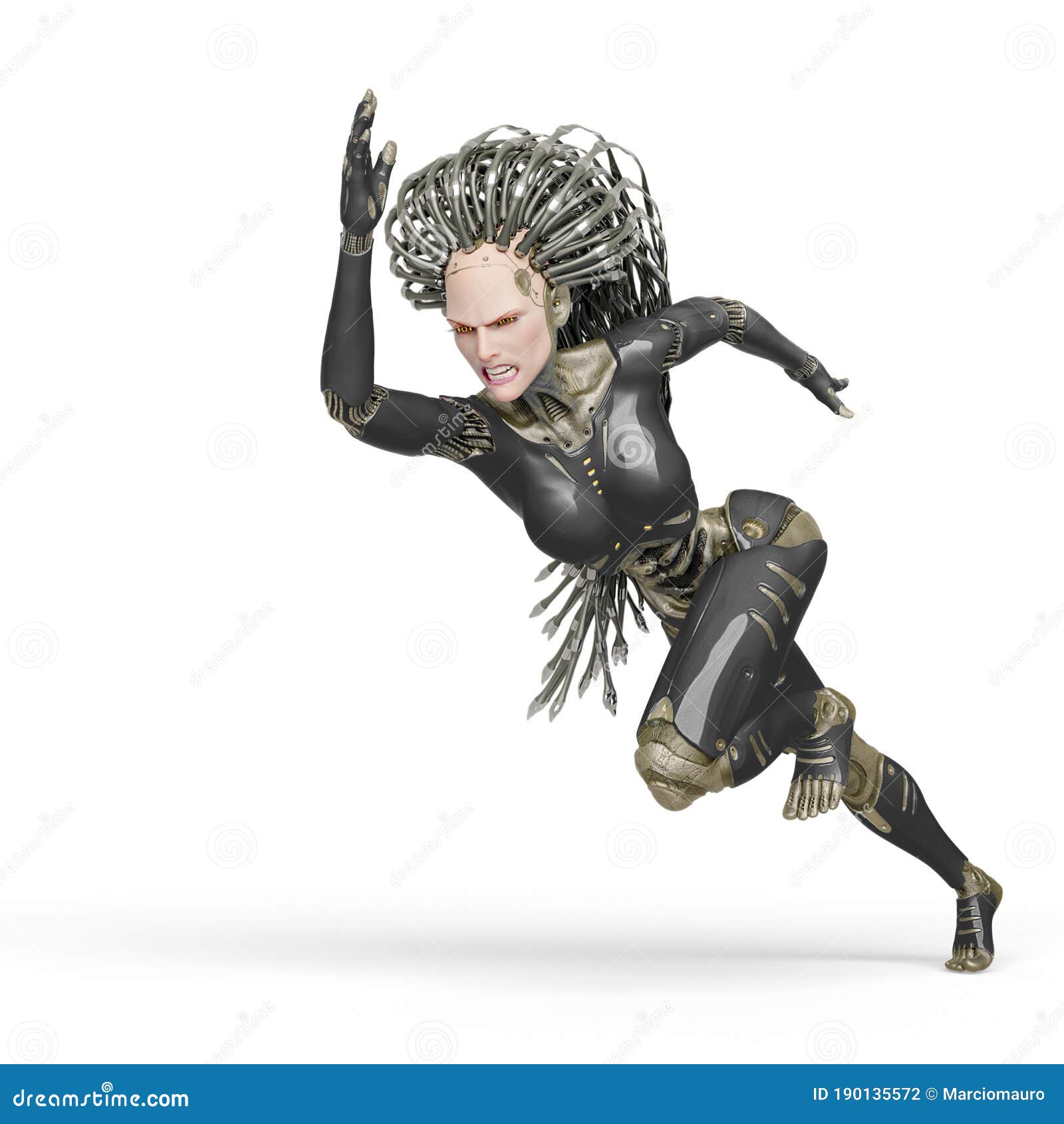 Super Cyborg is Running Fast Stock Illustration - Illustration of ...