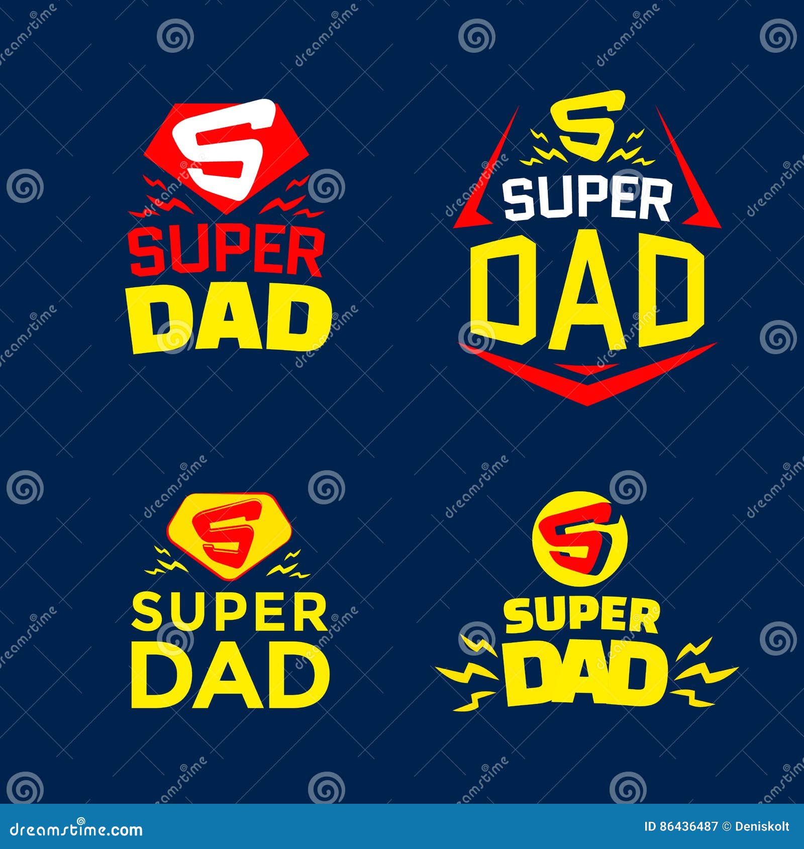 Super Dad Emblems Cartoon Vector | CartoonDealer.com #86436487