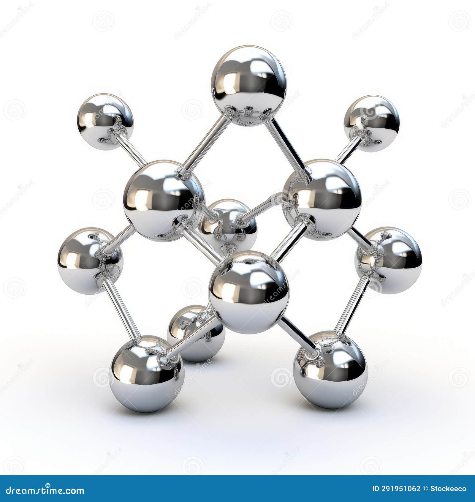 Super Detailed Chrome Reflection Metal Model of Methane Molecule Stock ...
