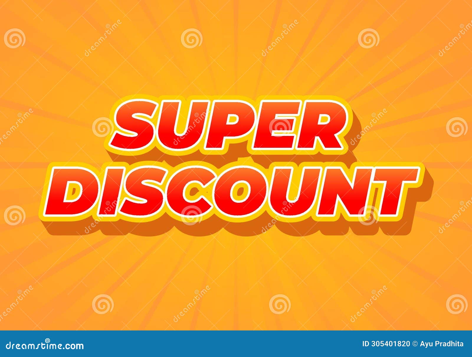 Super Discount. Text Effect in 3D Look. Red Color. Yellow Background ...