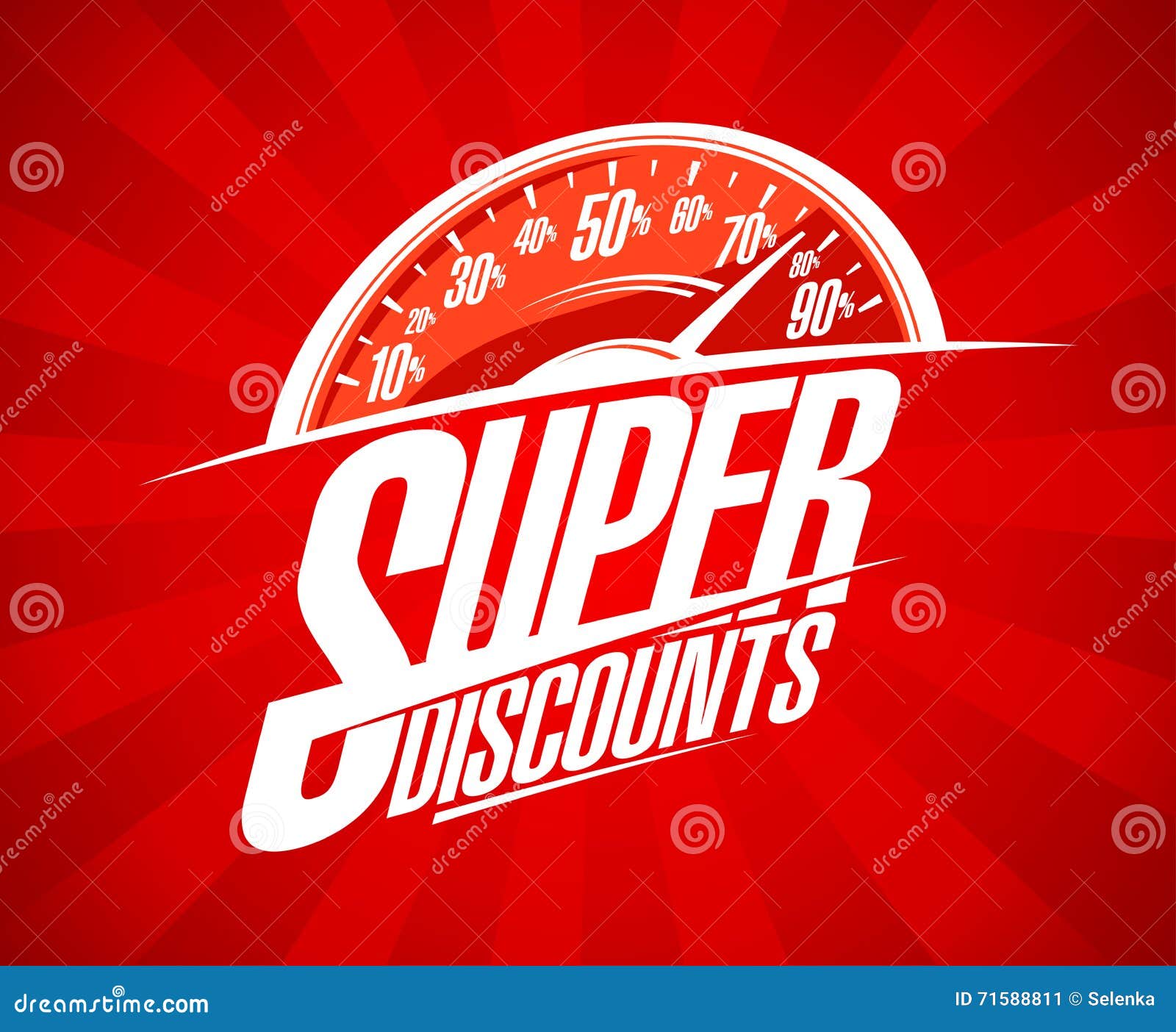 Super Discounts Sale Design with Speedometer Stock Vector ...