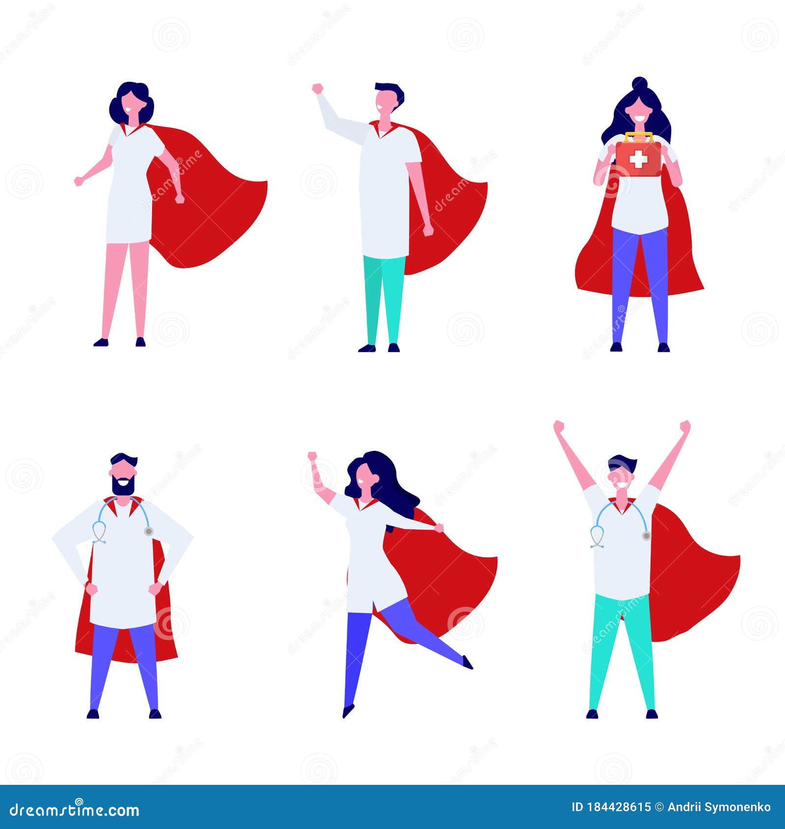 Super Doctor Character Set. Professional Vector Illustration Stock ...