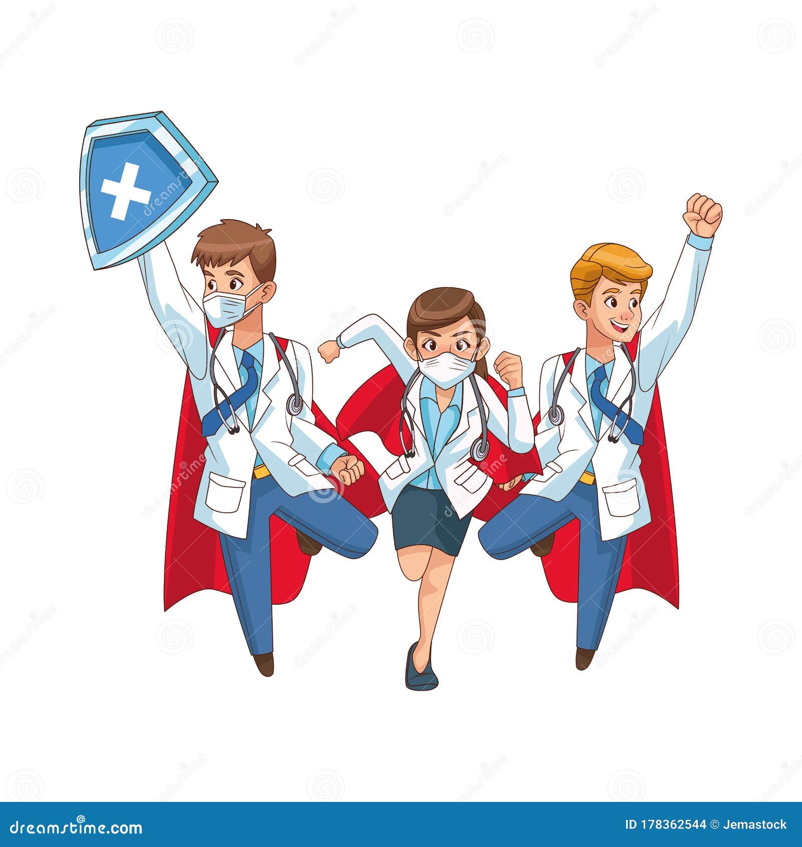 Super Doctors Staff Comic Characters Stock Vector - Illustration of ...