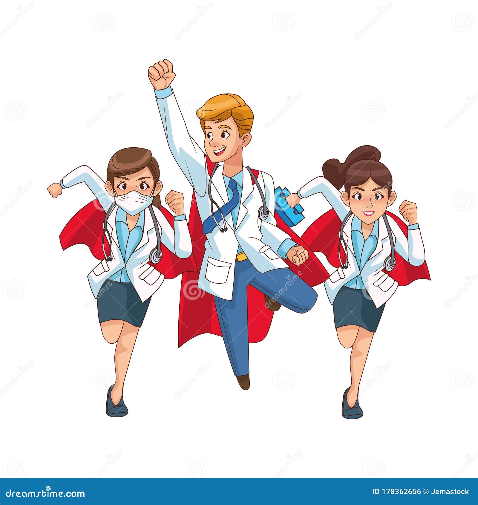 Super Doctors Staff Comic Characters Stock Vector - Illustration of ...