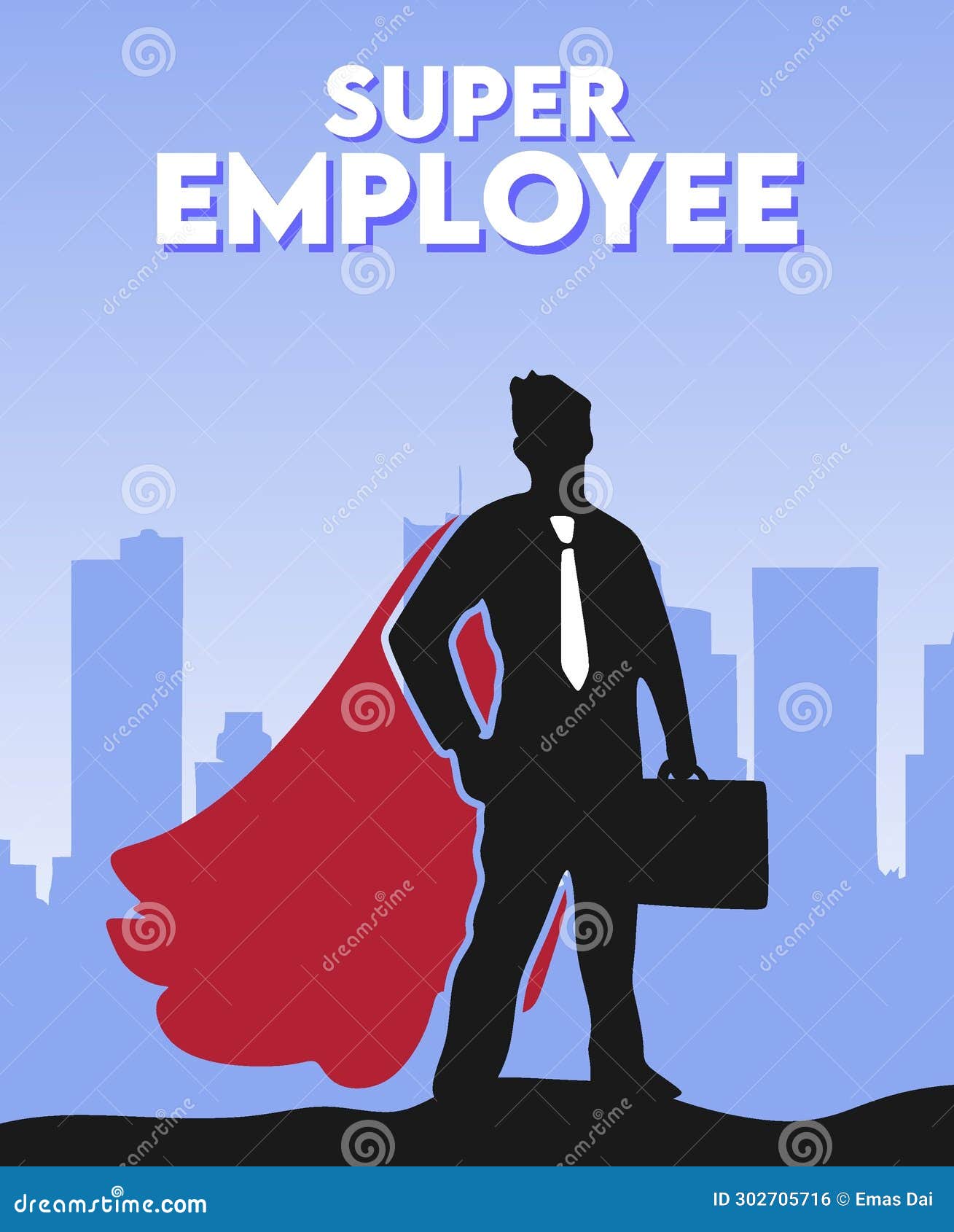 Super Employee Wearing a Red Robe Stock Illustration - Illustration of ...