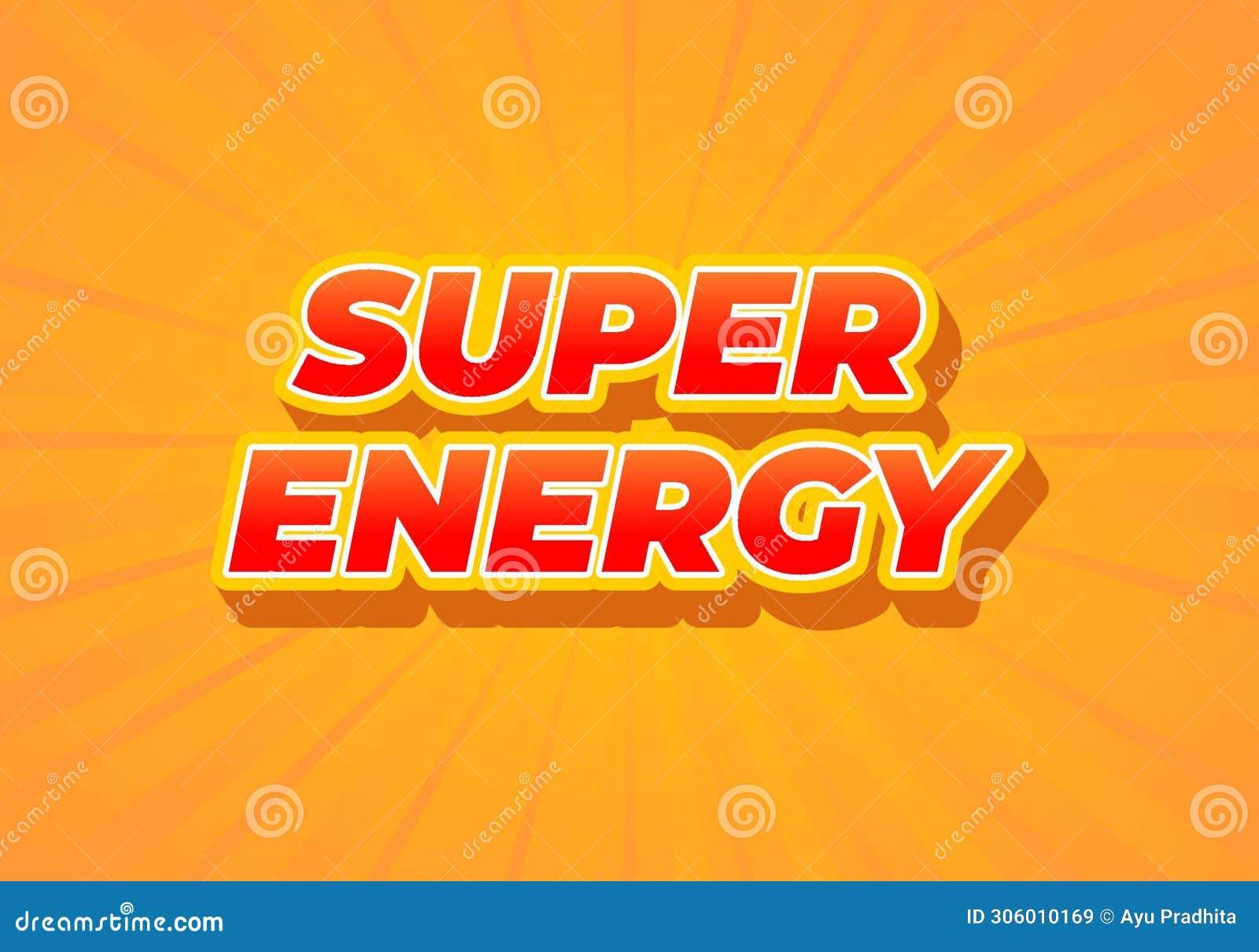 Super Energy. Text Effect in 3D Look. Red Color. Yellow Background ...