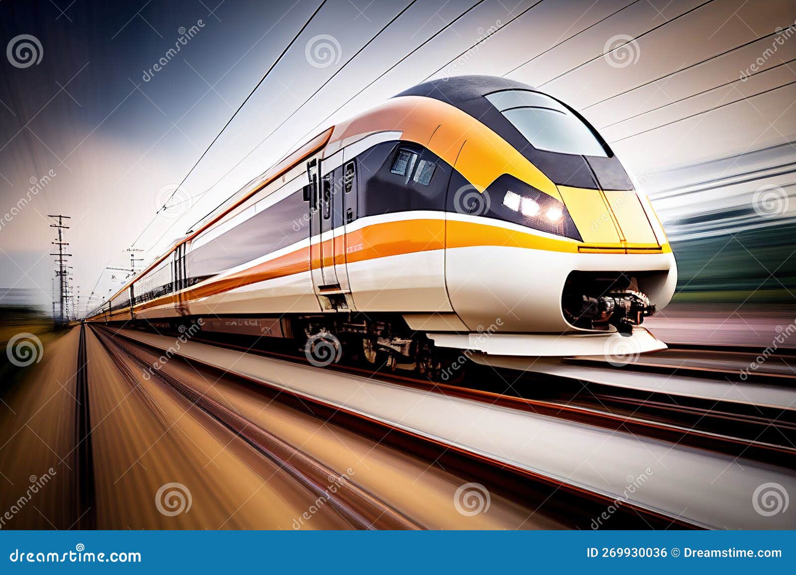 Super Fast Train in Motion. Blurred Background Stock Illustration ...