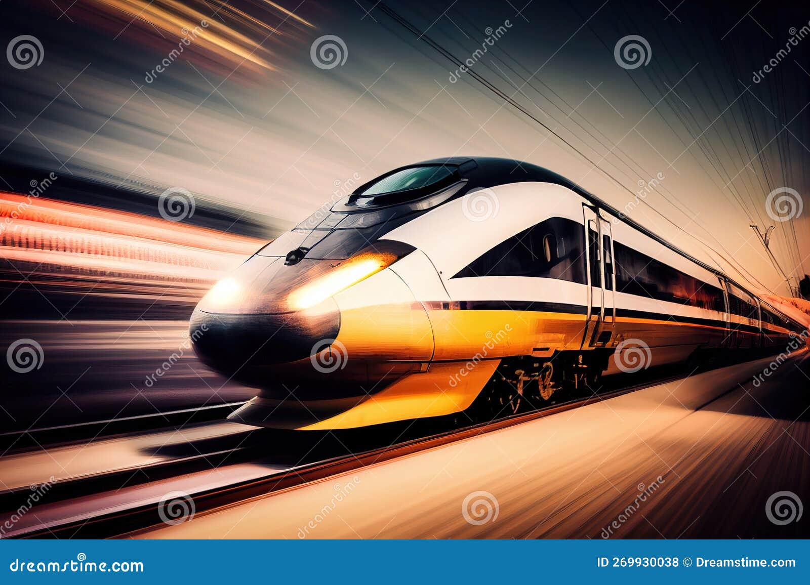 Super Fast Train in Motion. Blurred Background Stock Illustration ...