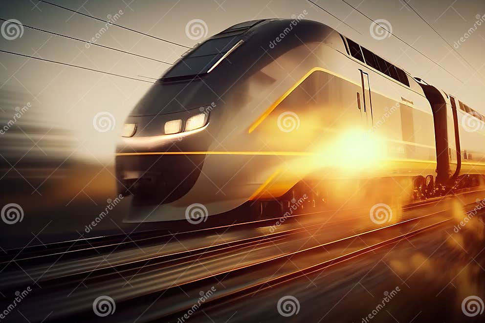 Super Fast Train in Motion. Blurred Background Stock Illustration ...