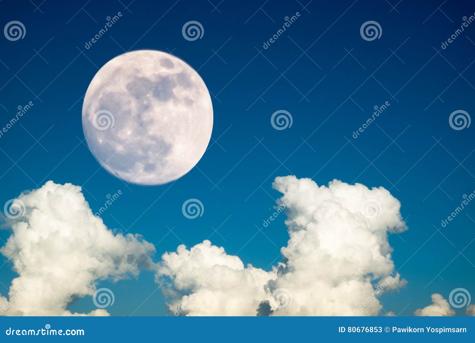 Super Full Moon with Clear Blue Sky Cloud Daytime for Background ...