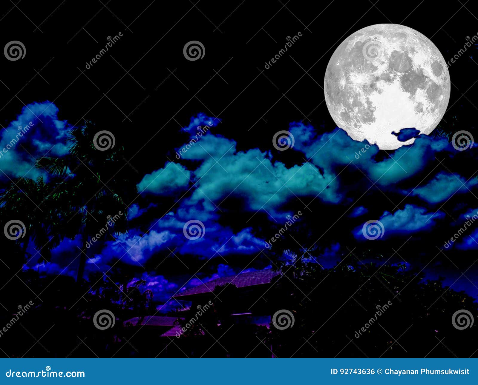 Super Full Moon on the Night Sky Stock Photo - Image of atmosphere ...