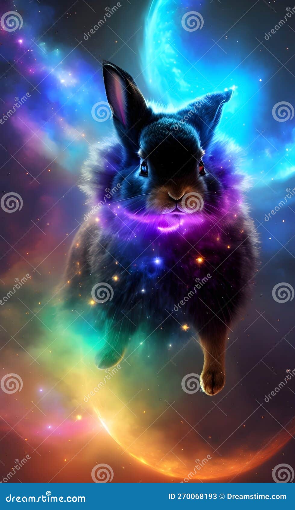 Super Galaxy in the Shape of a Rabbit, Iridescent, Nebulae. Stock ...