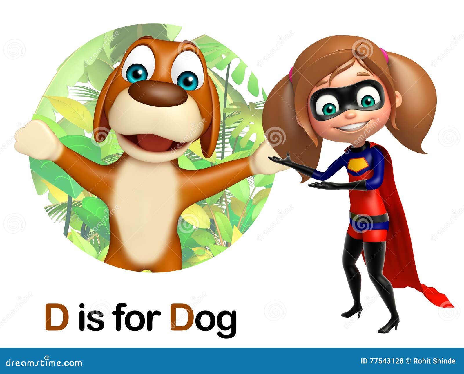 Super girl pointing Dog stock illustration. Illustration of mysterious ...