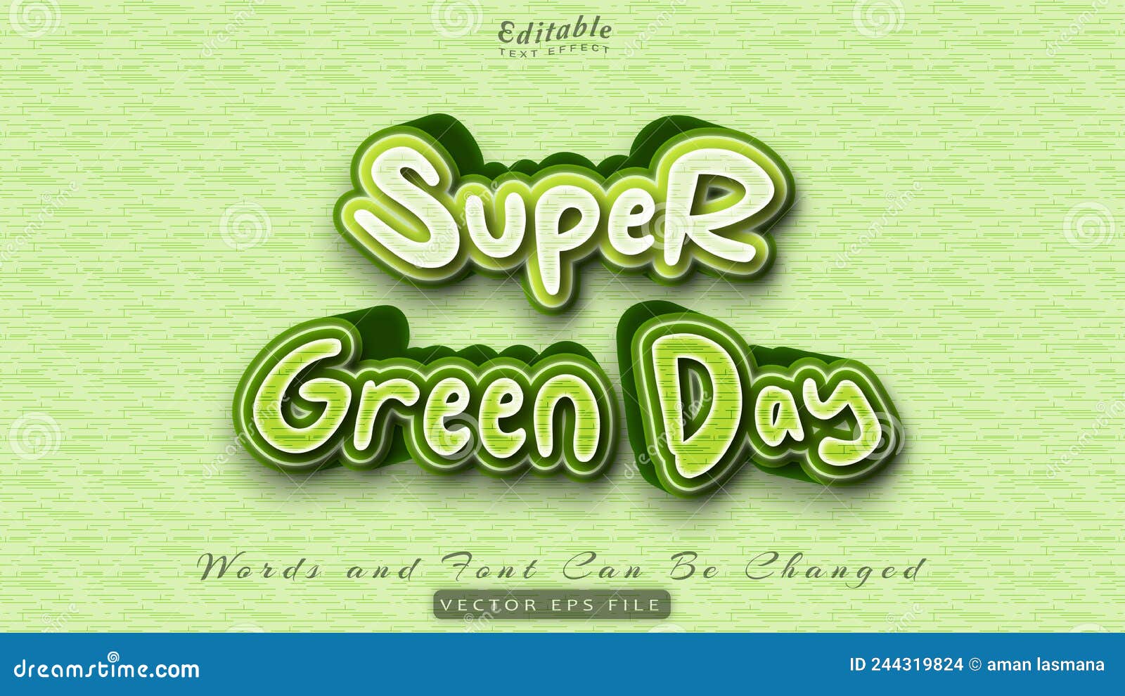 Super Green Day Text Effect Stock Vector - Illustration of cartoon ...