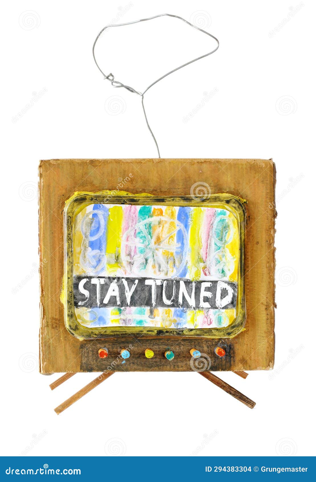 Super Grungy TV Set Model with Test Pattern and Caption "stay Tuned ...