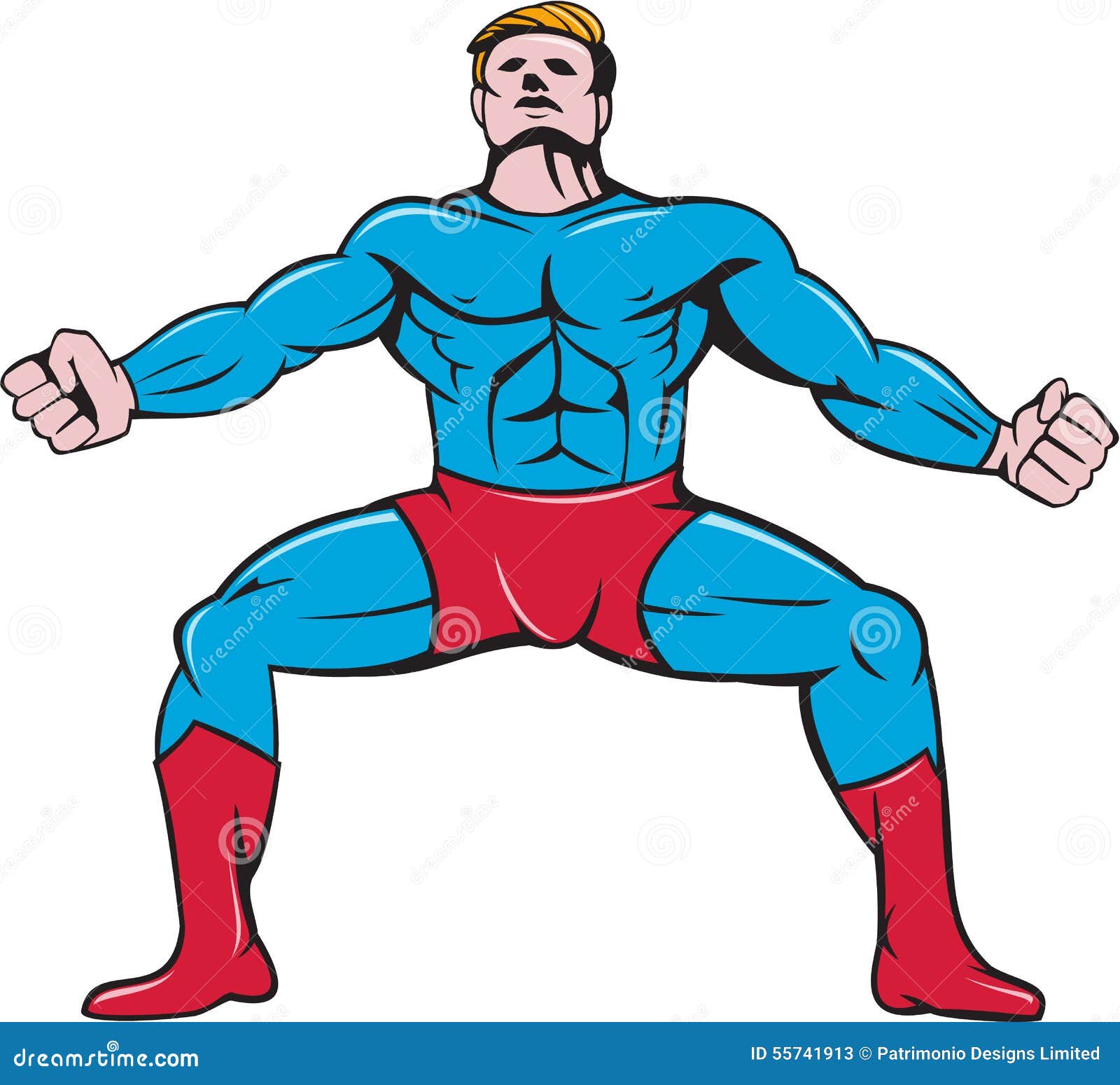 Super Héroe Front Cartoon Agazapado Stock de ilustración - Ilustración ...