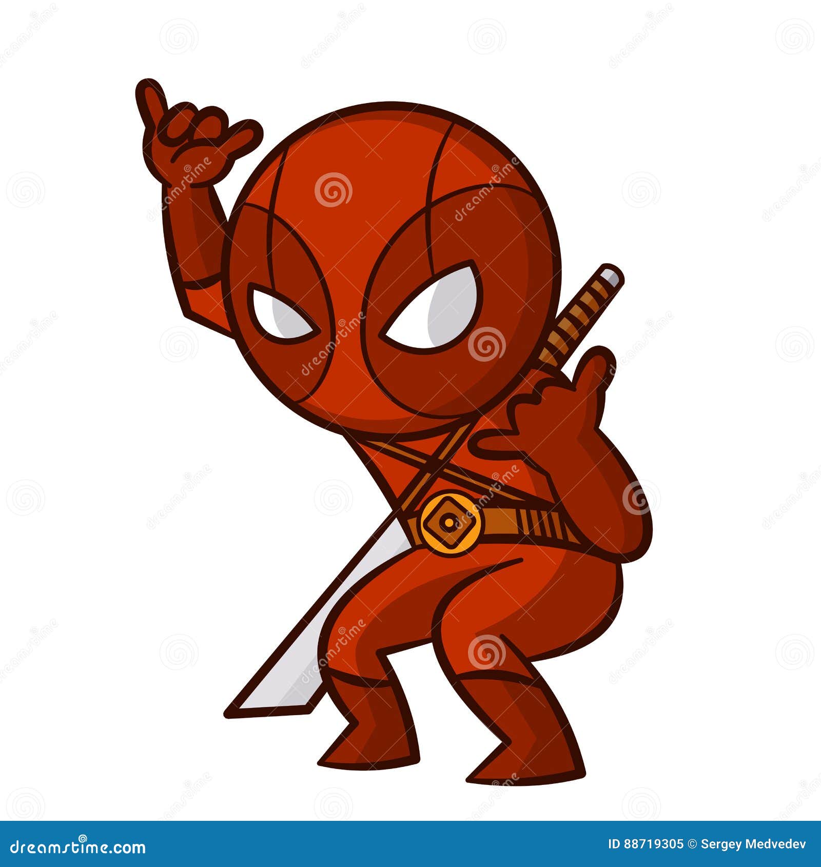 Super Héros Ninja Rouge Sticker Illustration de Vecteur - Illustration ...