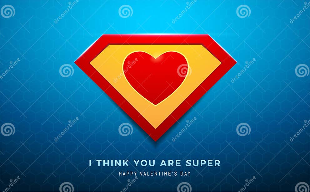 The Super Heart on Blue Gradient Background Stock Vector - Illustration ...