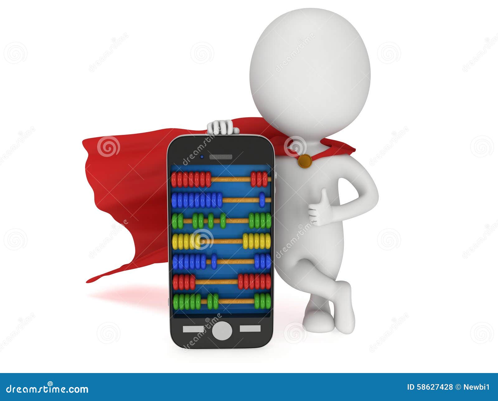 Super-herói Perto Do Smartphone Com ábaco Ilustração Stock - Ilustração ...