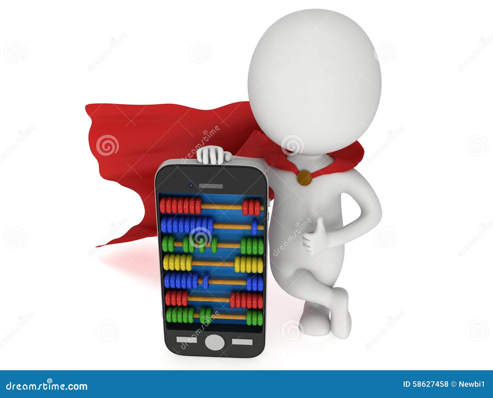 Super-herói Perto Do Smartphone Com ábaco Ilustração Stock - Ilustração ...