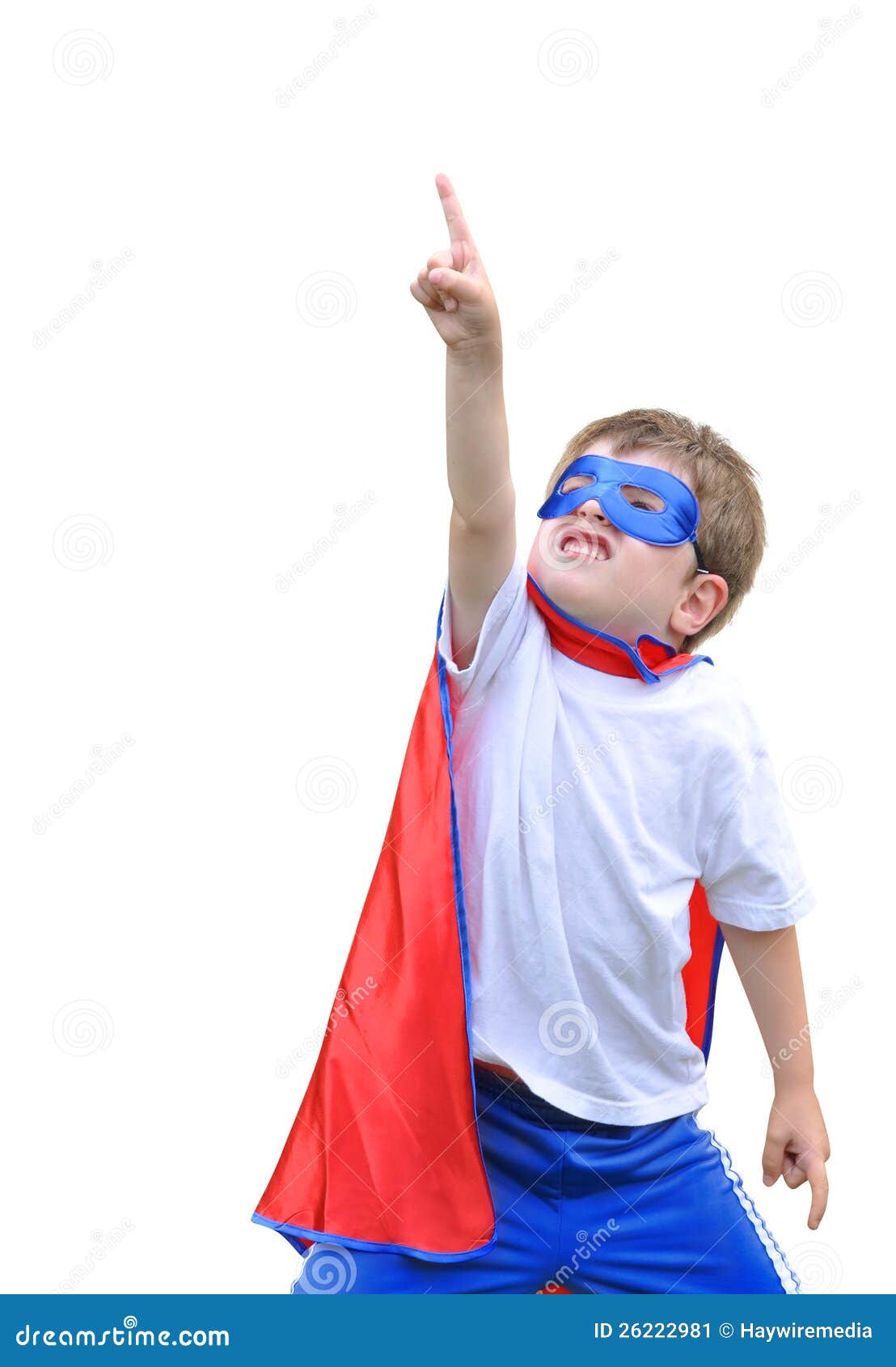 Super Hero Boy Pointing on White Background Stock Image - Image of ...