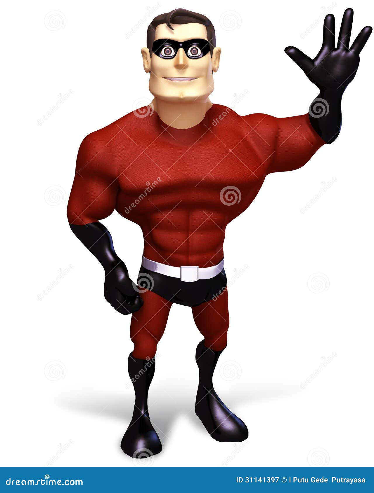 Super Hero with Bye Bye Pose Stock Illustration - Illustration of ...