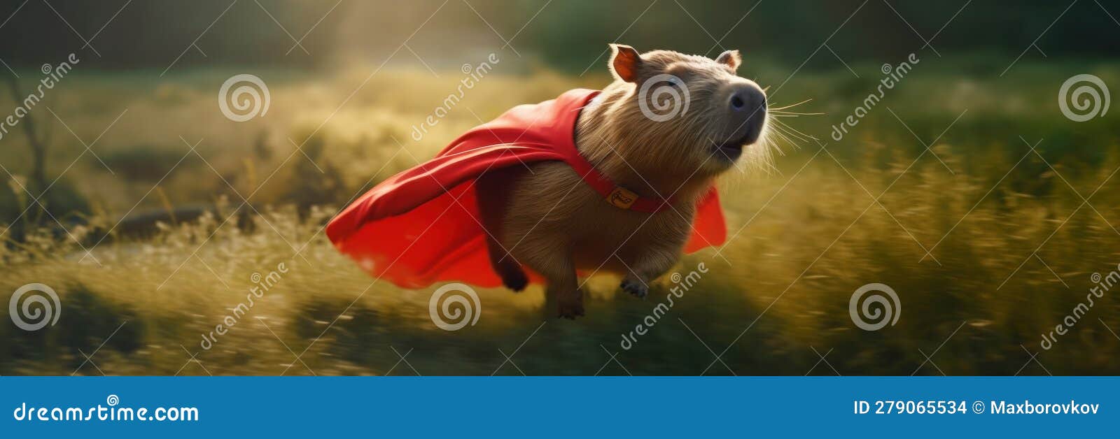 Super Hero Capybara with Red Cape. AI Generative Illustration Stock ...