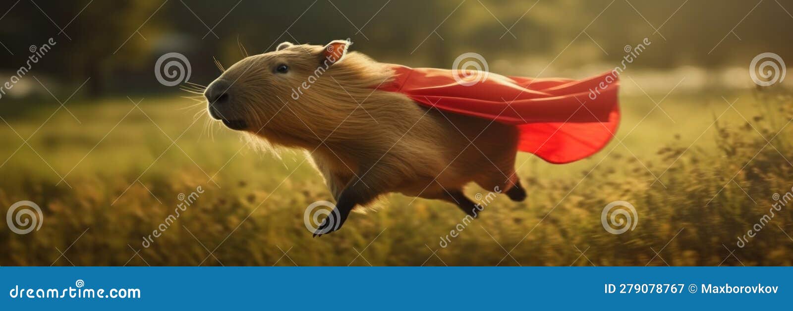 Super Hero Capybara with Red Cape. AI Generative Illustration Stock ...