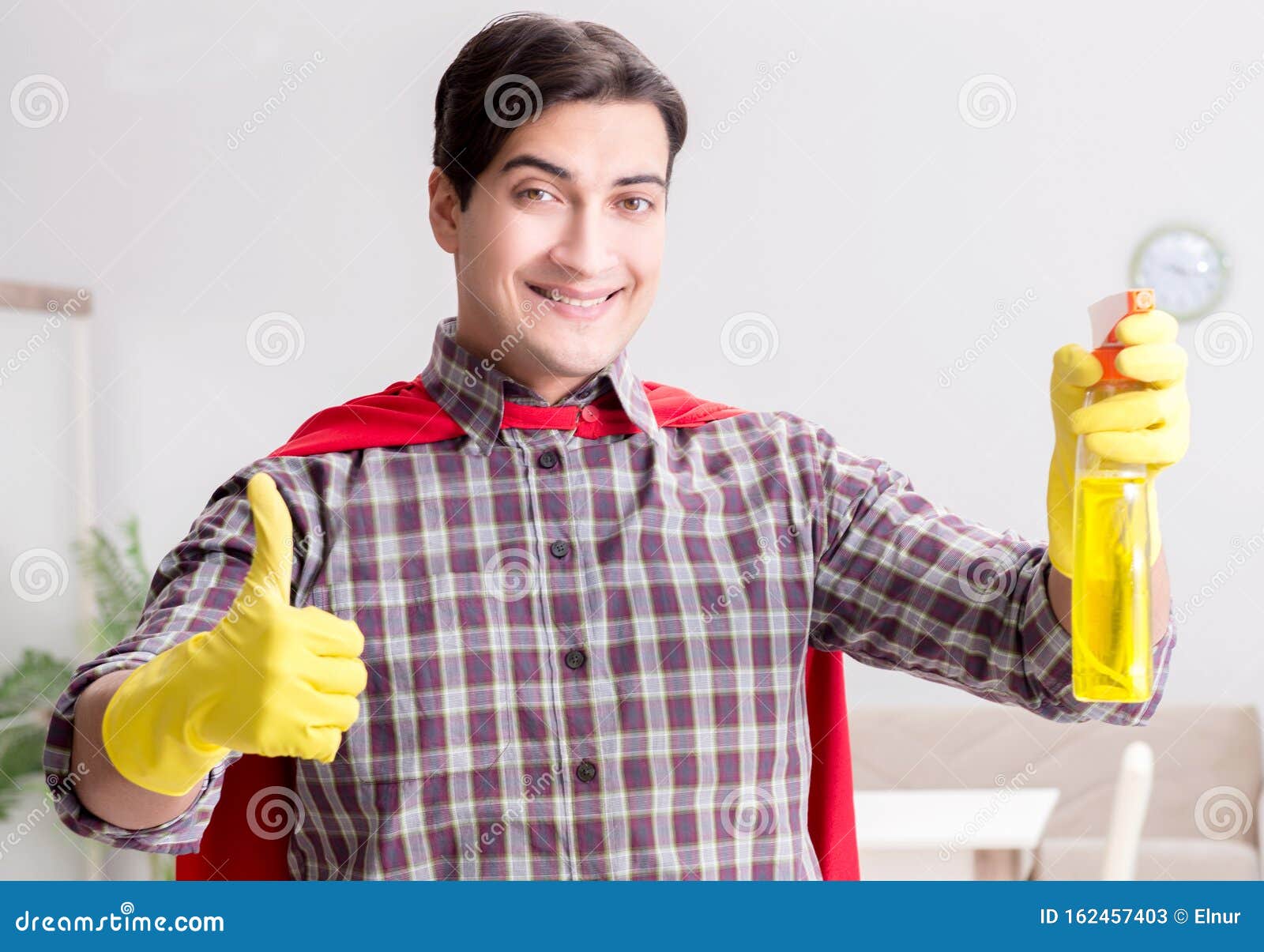 The Super Hero Cleaner Doing Housework Stock Image - Image of cloth ...