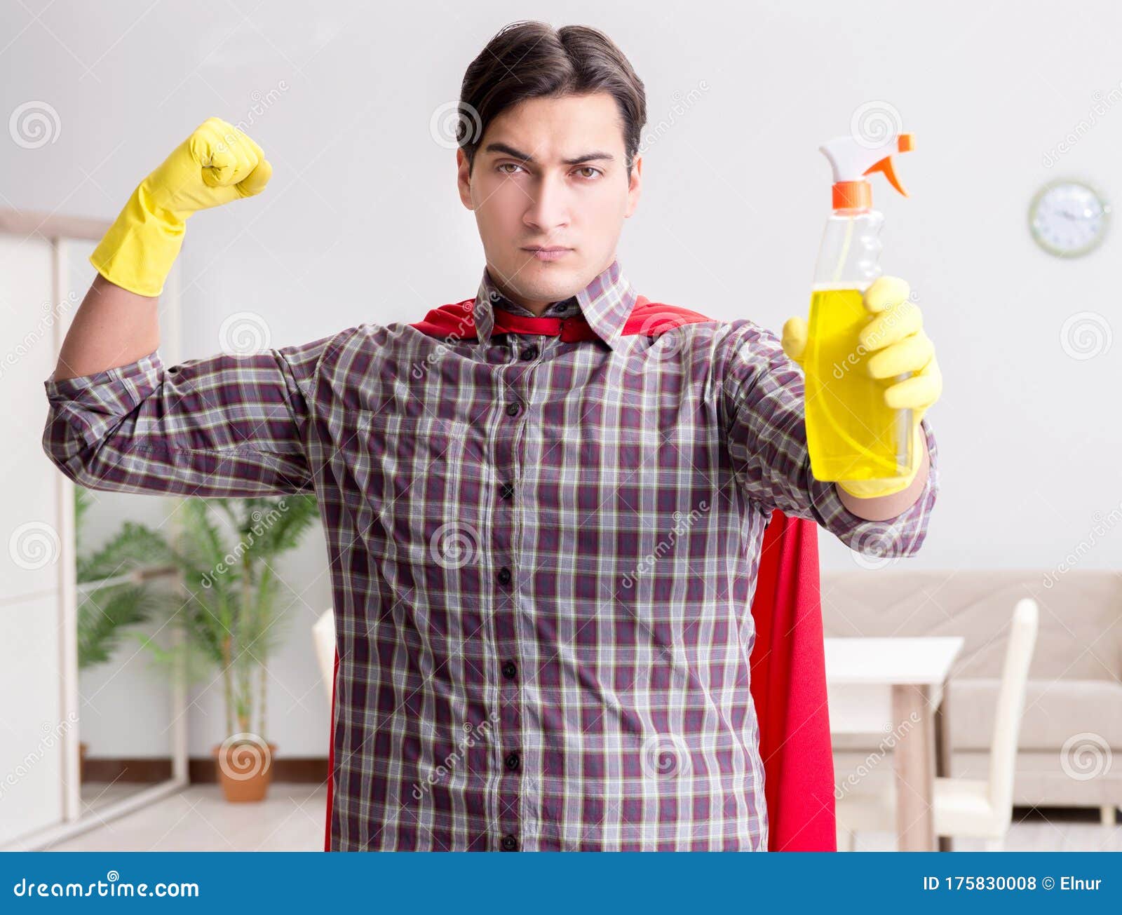 The Super Hero Cleaner Doing Housework Stock Photo - Image of maid ...