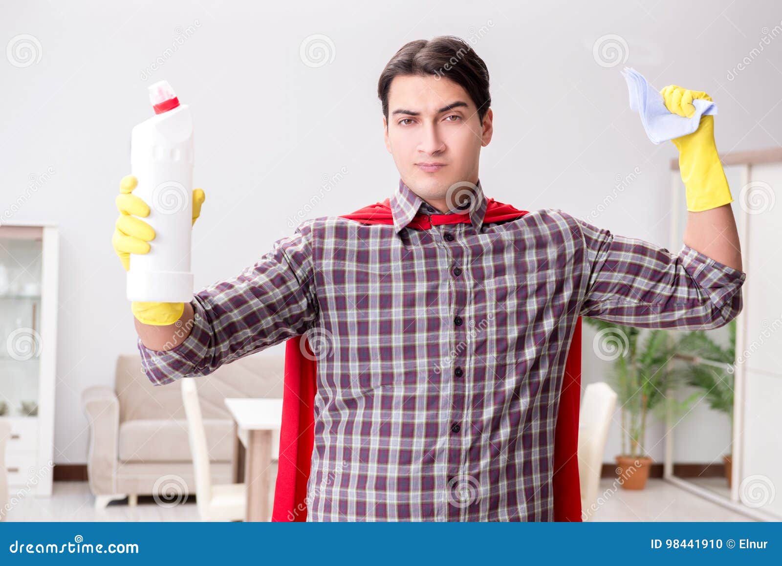 The the Super Hero Cleaner Doing Housework Stock Photo - Image of ...