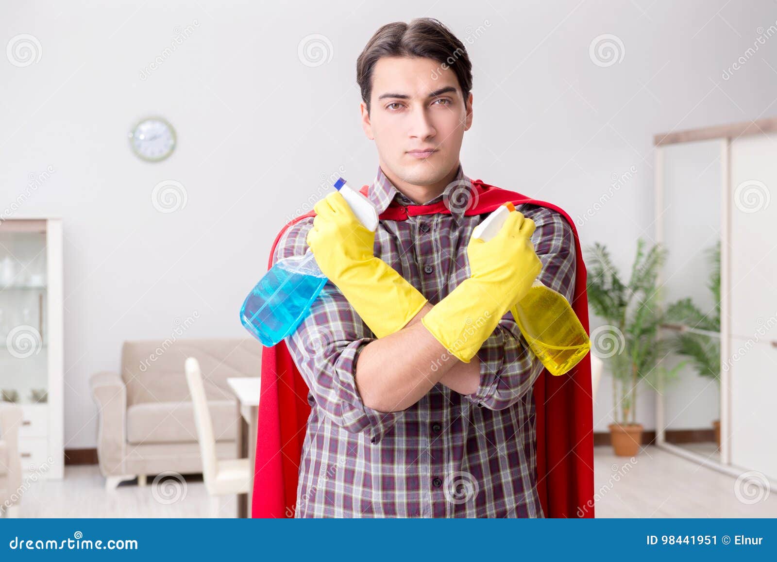 The the Super Hero Cleaner Doing Housework Stock Image - Image of dust ...