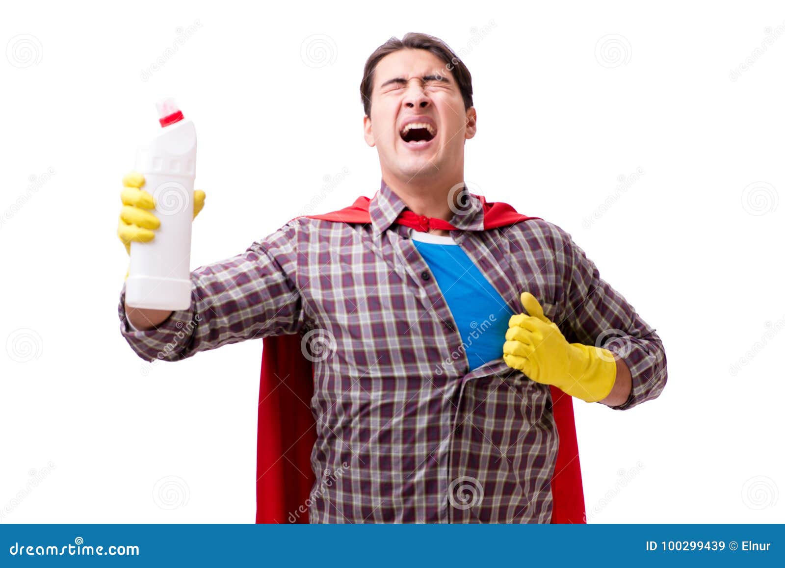 The Super Hero Cleaner Isolated on White Stock Image - Image of male ...