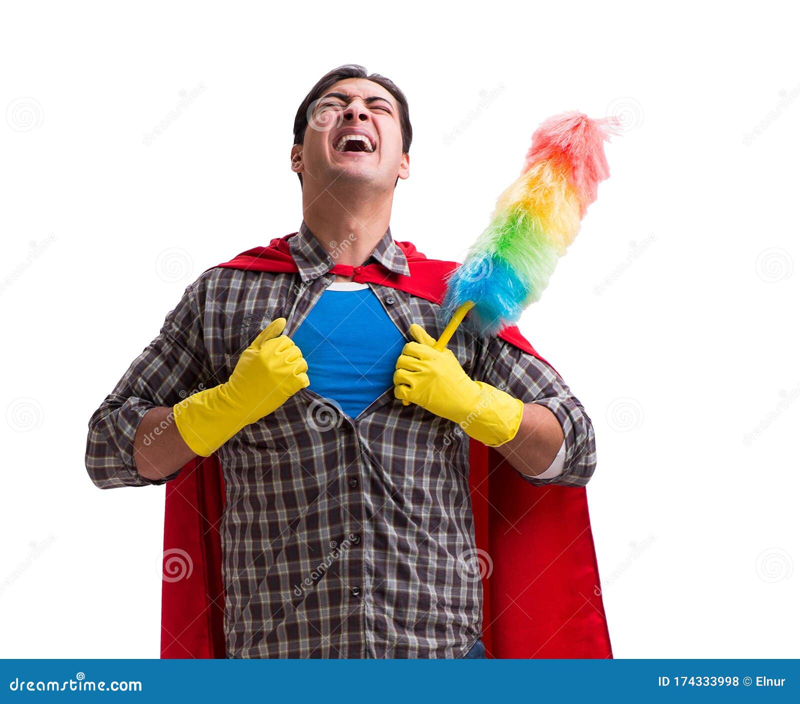 Super Hero Cleaner Isolated on White Stock Photo - Image of leadership ...