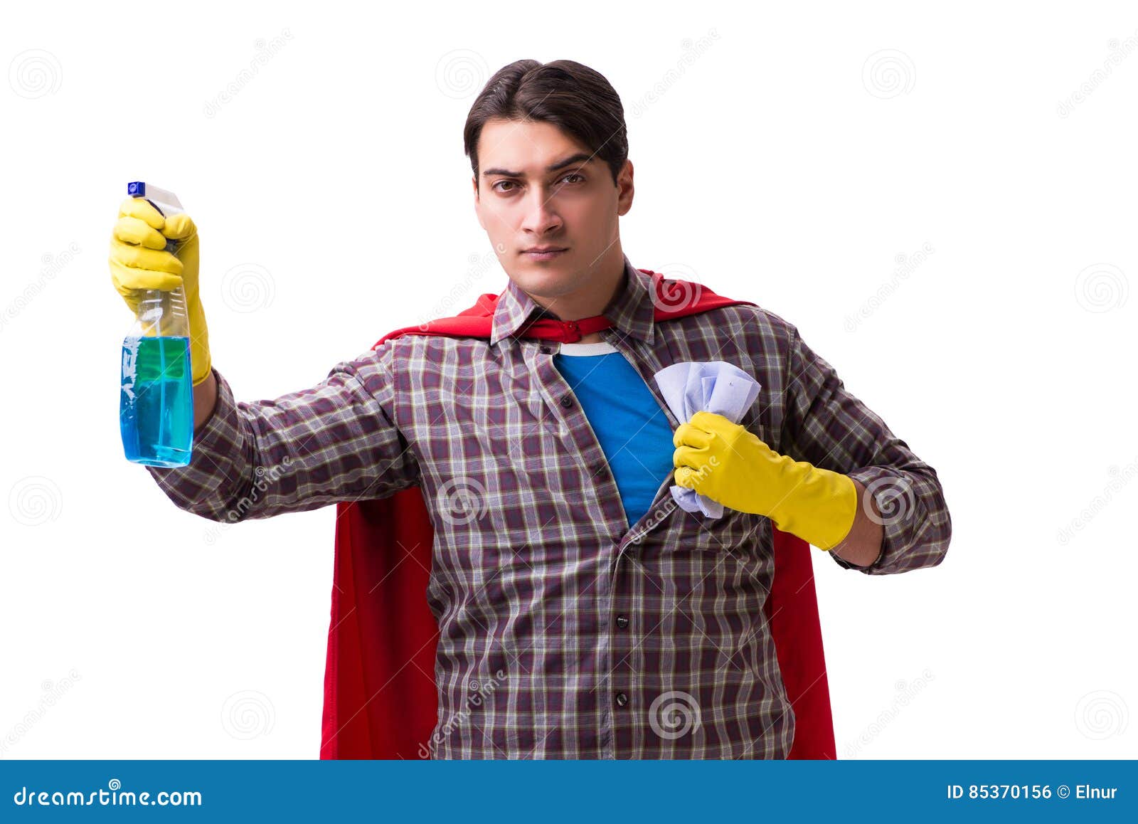 The Super Hero Cleaner Isolated on White Stock Photo - Image of ...
