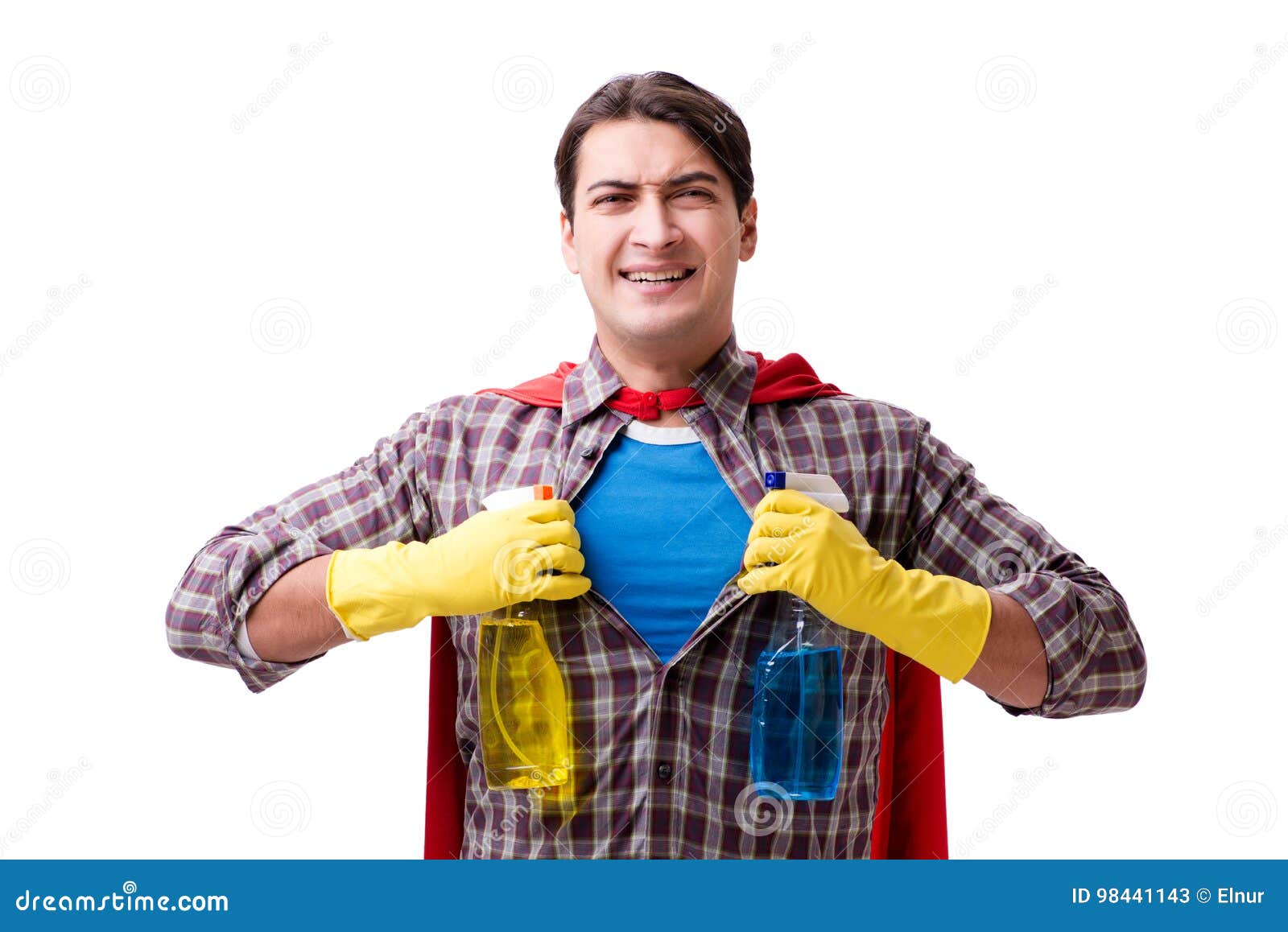 The Super Hero Cleaner Isolated on White Stock Image - Image of cloth ...