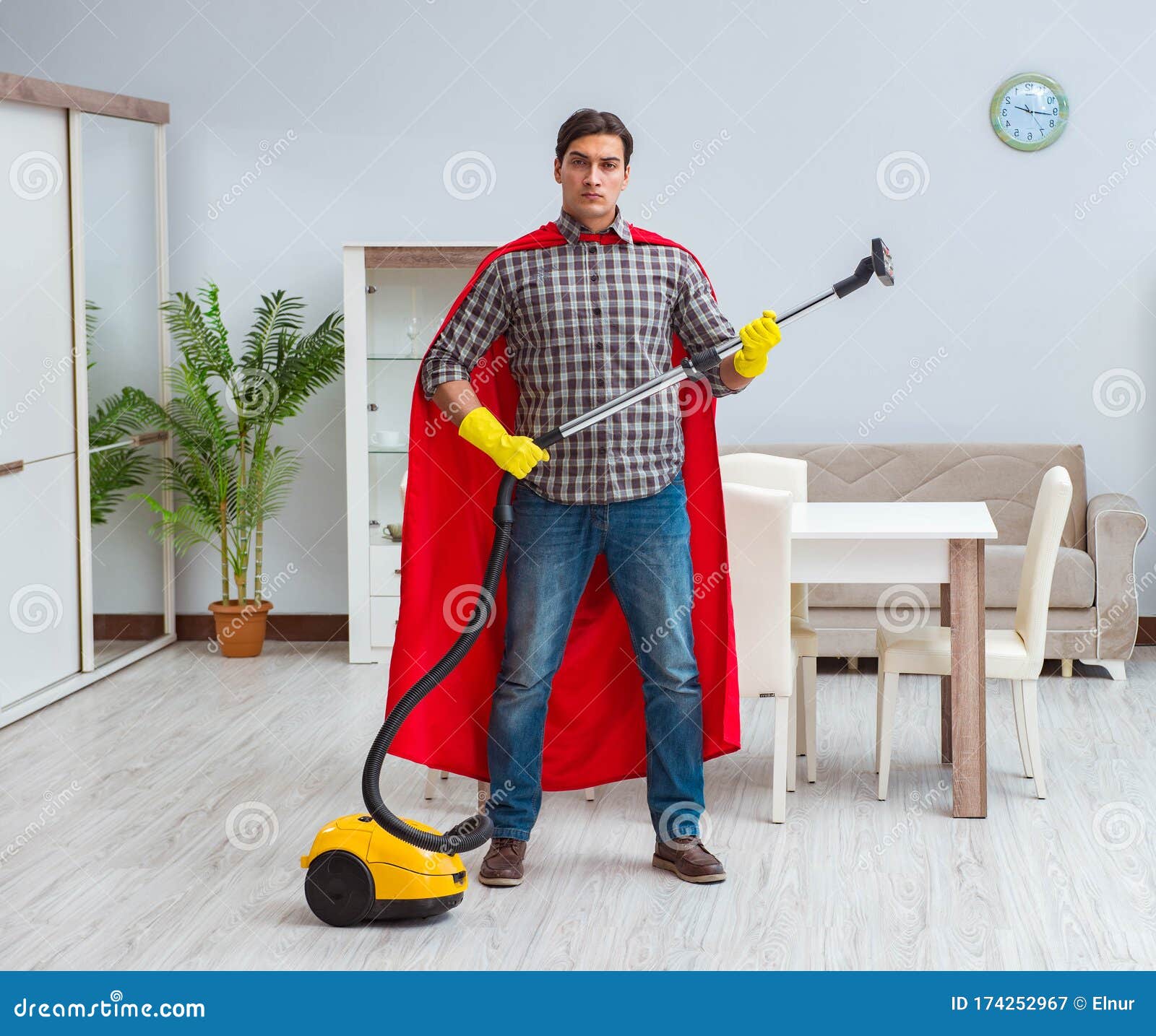Super Hero Cleaner Working at Home Stock Image - Image of dust ...