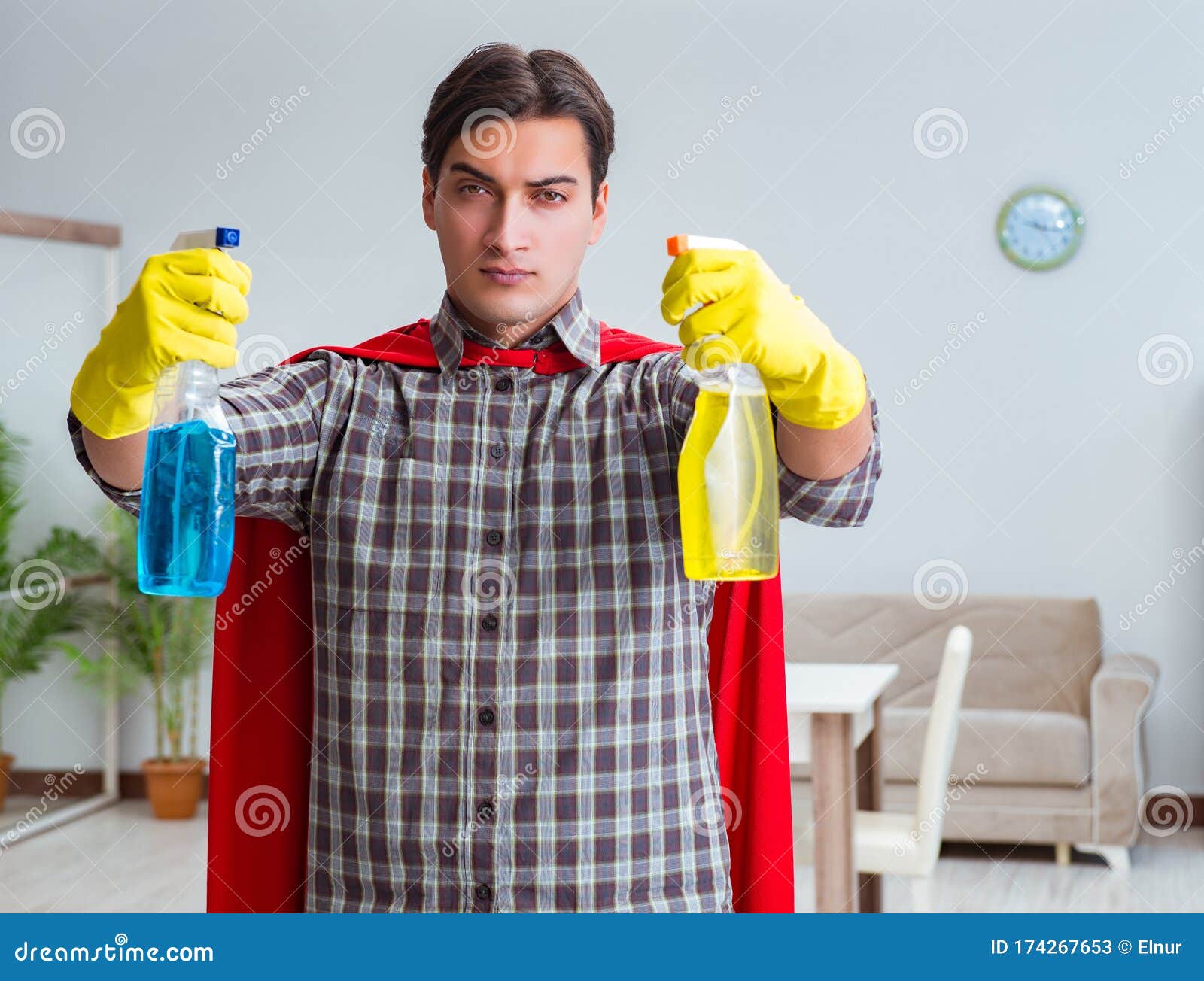 Super Hero Cleaner Working at Home Stock Image - Image of courage ...